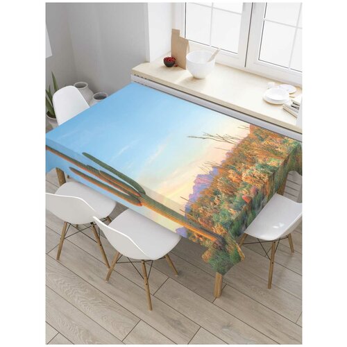 Скатерть прямоугольная JoyArty на кухонный стол "Кактус в долине" из оксфорда, 120x145 см