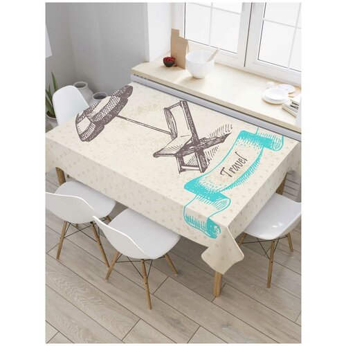 Скатерть прямоугольная JoyArty на кухонный стол "Путешествие за солнцем" из оксфорда, 180x145 см