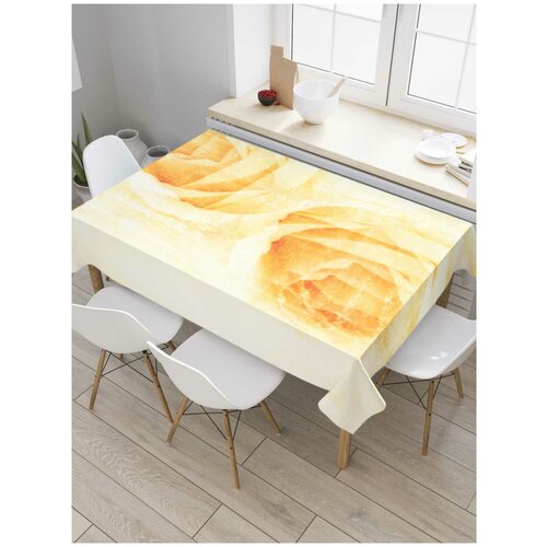 Скатерть прямоугольная JoyArty на кухонный стол "Мраморные розы" из оксфорда, 180x145 см