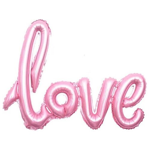 Шар (41''/104 см) Фигура, Надпись "Love", Розовый, 1 шт.