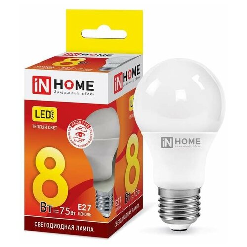 Лампа светодиодная LED-A60-VC 8Вт 230В E27 3000К 720Лм IN HOME 4690612024004 (3шт.)