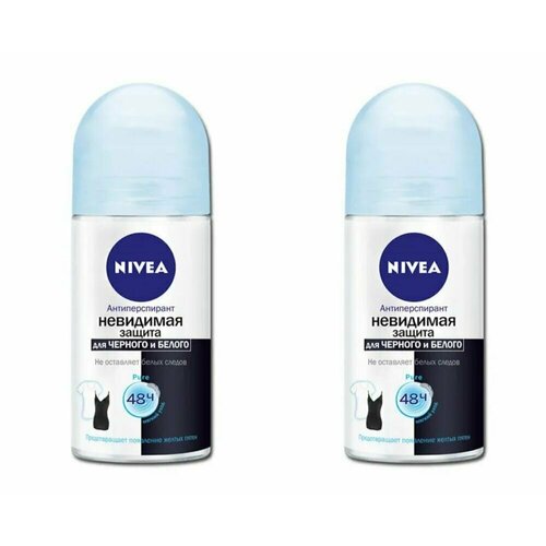Дезодорант шар, Nivea, невидимая защита для черного и белого, 50 мл, 2 шт