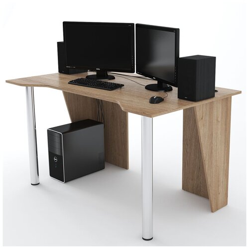 Дизайн Фабрика компьютерный стол LevelUP, ШхГхВ: 140х74х73.2 см, цвет: дуб сонома