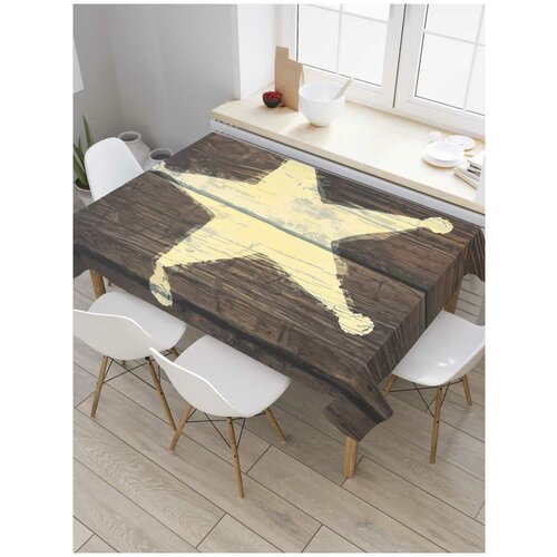 Скатерть прямоугольная JoyArty на кухонный стол "Звезда шерифа" из оксфорда, 180x145 см