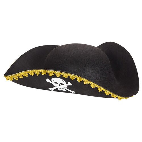 Шляпа, Грозный Пират, фетр, Черный, 1 шт.