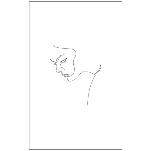 Постер / Плакат / Картина Линии - Силуэт женского лица 50x70 см в раме