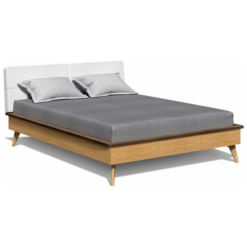 Двуспальная кровать Elva с мягким изголовьем | графит/бейц-масло | 160x200 см