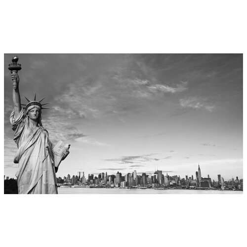 Постер на холсте Статуя свободы на фоне Нью-Йорка (Statue of Liberty on the background of New York) 51см. x 30см.