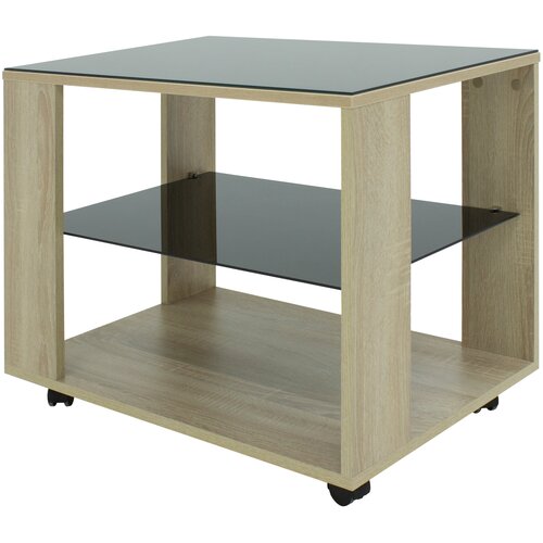 Стол Мебелик BeautyStyle 5, ДхШ: 65 х 45 см, сонома/черное стекло