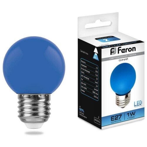 Лампочка Feron Лампа светодиодная E27 1W синяя LB-3725118, 10шт
