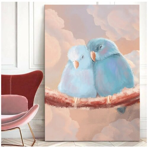 Картина интерьерная на холсте Art. home24 Влюбленные птички, 50 x 70