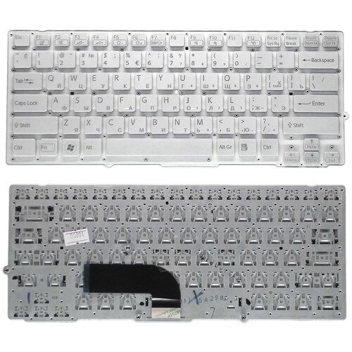 Клавиатура для ноутбука Sony Vaio VPC-SB2S9E/W серебристая без рамки