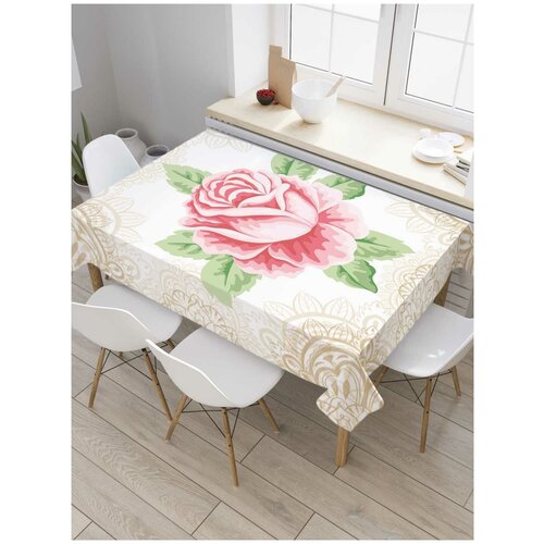 Скатерть прямоугольная JoyArty на кухонный стол "Роза в узорах" из оксфорда, 180x145 см