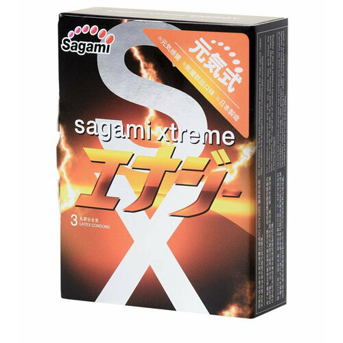 Презервативы Sagami Xtreme Energy с ароматом энергетика - 3 шт. (прозрачный)