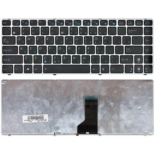 Клавиатура для ноутбука Asus 04GN0N1KUS00-2, русская, черная с серебряной рамкой