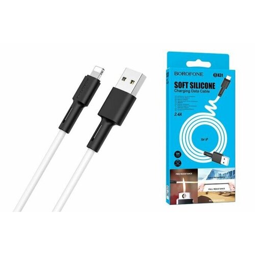 Гибкий стойкий силиконовый кабель зарядки USB Micro USB 2.4А 1м быстрая зарядка микро юсб BOROFONE BX31 Белый