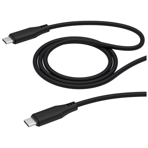 Дата-кабель Deppa USB-C - USB-C, 5A, 100W, 1.2м, ткань, черный