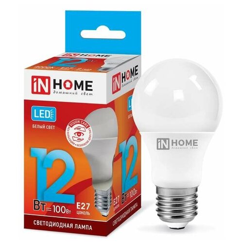 Лампа светодиодная LED-A60-VC 12Вт 230В E27 4000К 1080лм IN HOME 4690612020242 (30шт.)