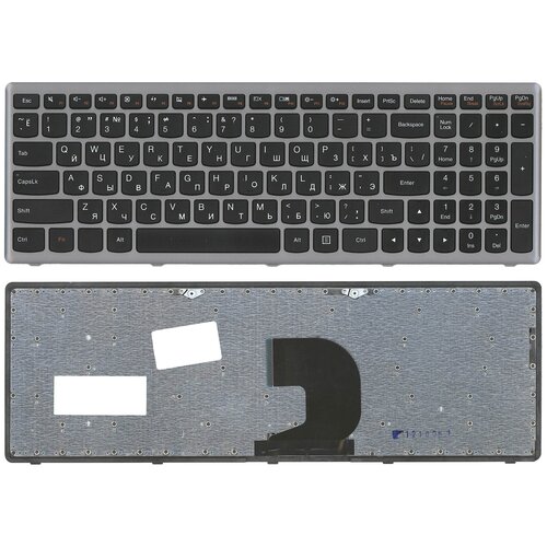 Клавиатура для ноутбука Lenovo IdeaPad P500 Z500 черная с серой рамкой без подсветки