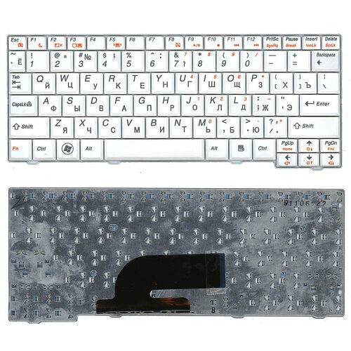 Клавиатура для нетбука Lenovo S11-US русская, белая, без рамки, плоский Enter
