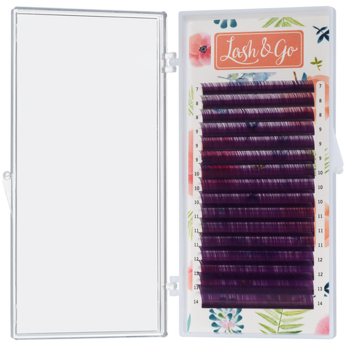 Ресницы Цветные Lash&Go (Лэш енд гоу) Фиолетовый 16 линий 0,07/C/7-14 mm