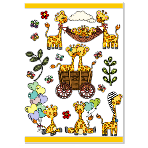 Наклейка декоративная ART "Веселые жирафики", НД115, 21х30 см