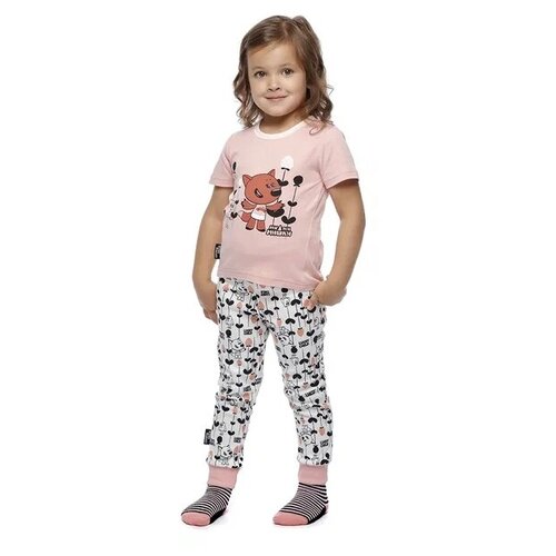 Пижама  lucky child, размер 30 (110-116), розовый, черный