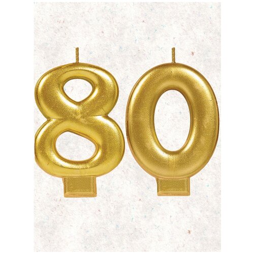 Свеча для торта цифра " 80 " 8 см золото 80 лет