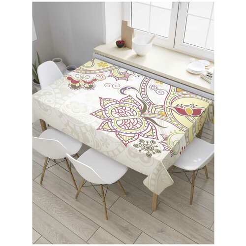Скатерть прямоугольная JoyArty на кухонный стол "Узоры из бисера" из оксфорда, 180x145 см