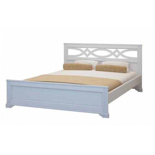 Кровать двуспальная из массива дерева Лира, спальное место (ШхД): 140х200, цвет: белая эмаль