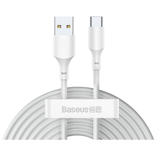 Кабель USB BASEUS Simple Wisdom Data Cable Kit, USB - Type-C, 5A, 1.5 м, белый, (TZCATZJ-02)