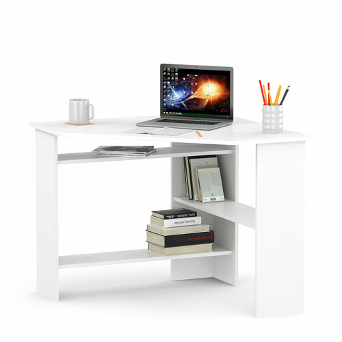 Компьютерный стол письменный для дома угловой 90см белый - СК0575