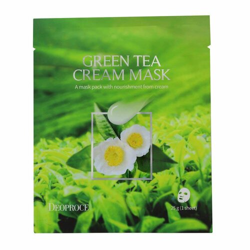 Маска кремовая на тканевой основе с зеленым чаем Deoproce GREEN TEA CREAM MASK 20g