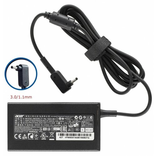 Зарядное устройство для ноутбука Acer TRAVELMATE P2 P214-53-383N, 19V - 3.42A, 60 Вт (Штекер: 3.0-1.1мм) Slim