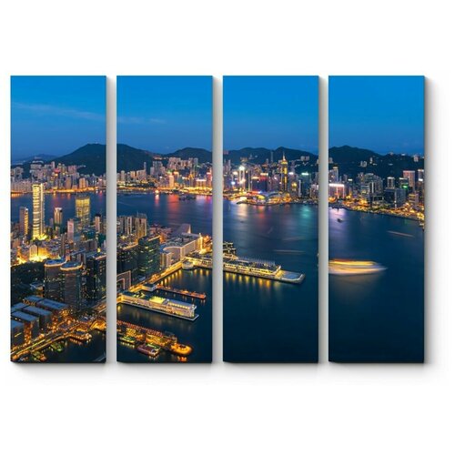 Модульная картина Сияющий ночными огнями Гонконг150x113