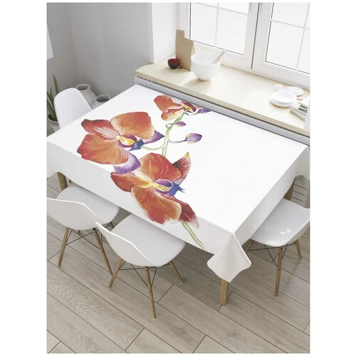 Скатерть прямоугольная JoyArty на кухонный стол "Орхидея Фаленопсис" из оксфорда, 180x145 см