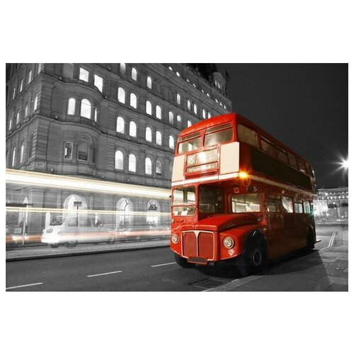 Постер на холсте Автобус в Лондоне (Bus in London) №2 60см. x 40см.