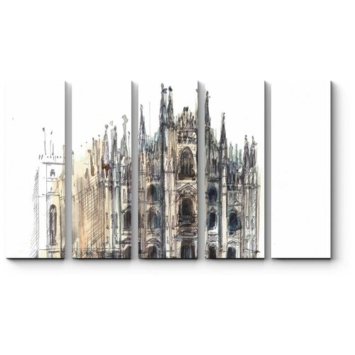 Модульная картина Миланский собор в акварели 130x78