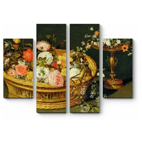 Модульная картина Корзинка с розами110x83