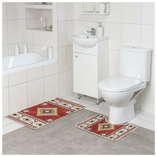 Набор ковриков для ванной и туалета Доляна "Мира", 2 шт: 50x80, 50x40 см