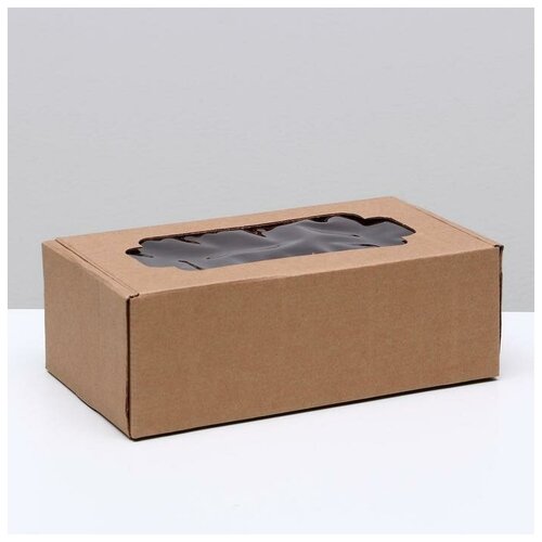 Коробка самосборная, с окном, бурая, 23 х 12 х 8 см./ В упаковке: 5