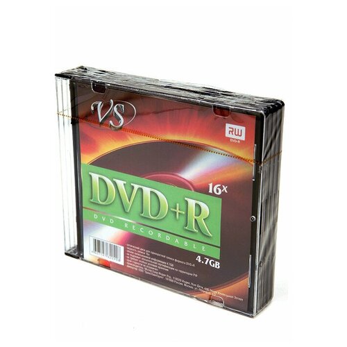 VS Диск DVD+R VS 4.7Gb 16x Slim Case, 5шт