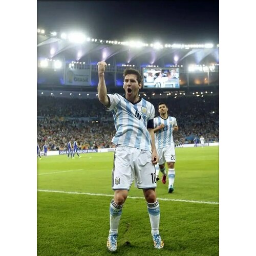 Плакат, постер Лионель Месси футболист. Lionel Messi на бумаге, размер 30х42см