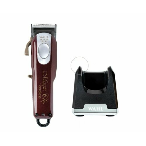 Набор Машинка для стрижки Wahl 8148-2316H Magic Clip Cordless 5Stars, бордовый + зарядная база