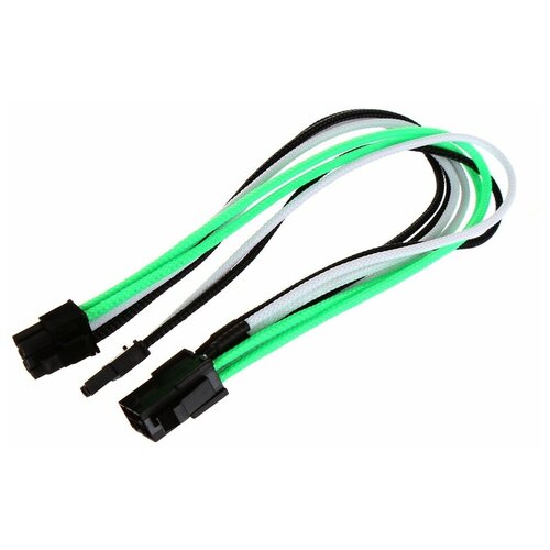 Аксессуар Переходник Nanoxia 6-pin PCI-E - 8-pin (6+2) 30cm Green-White-Black NXP683EGWS