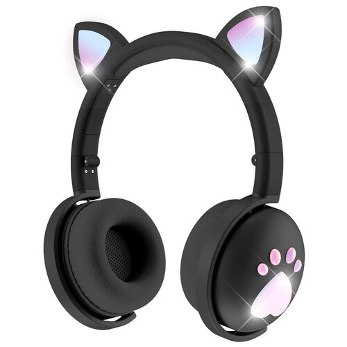 Игровые Bluetooth наушники с микрофоном Grand Price HiFi 7.1, кошачьи ушки, черный