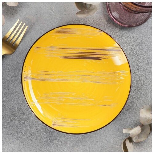 Тарелка десертная Scratch, d=17,5 см, цвет жёлтый