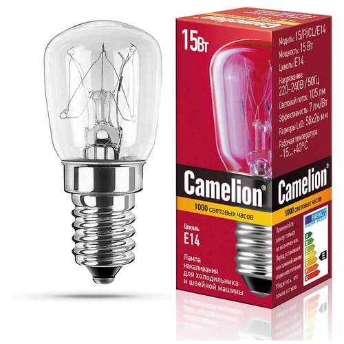 Лампа накаливания Camelion 15 Вт Е14 для холодильника и швейной машины