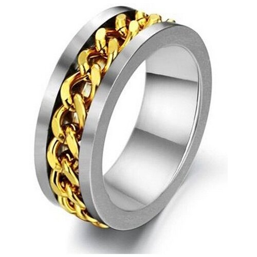 Кольцо 2beMan, размер 18.5, серебряный, золотой