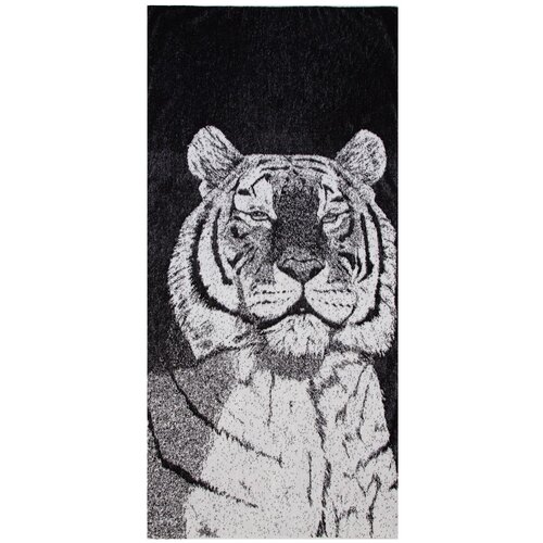 Полотенце  Этель Тигр банное, 70x130см, белый/черный